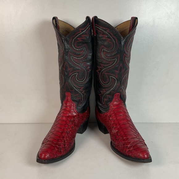 Larry Mahan | Shoes | Vintage Larry Mahan Cherry Red Python Snakeskin ...